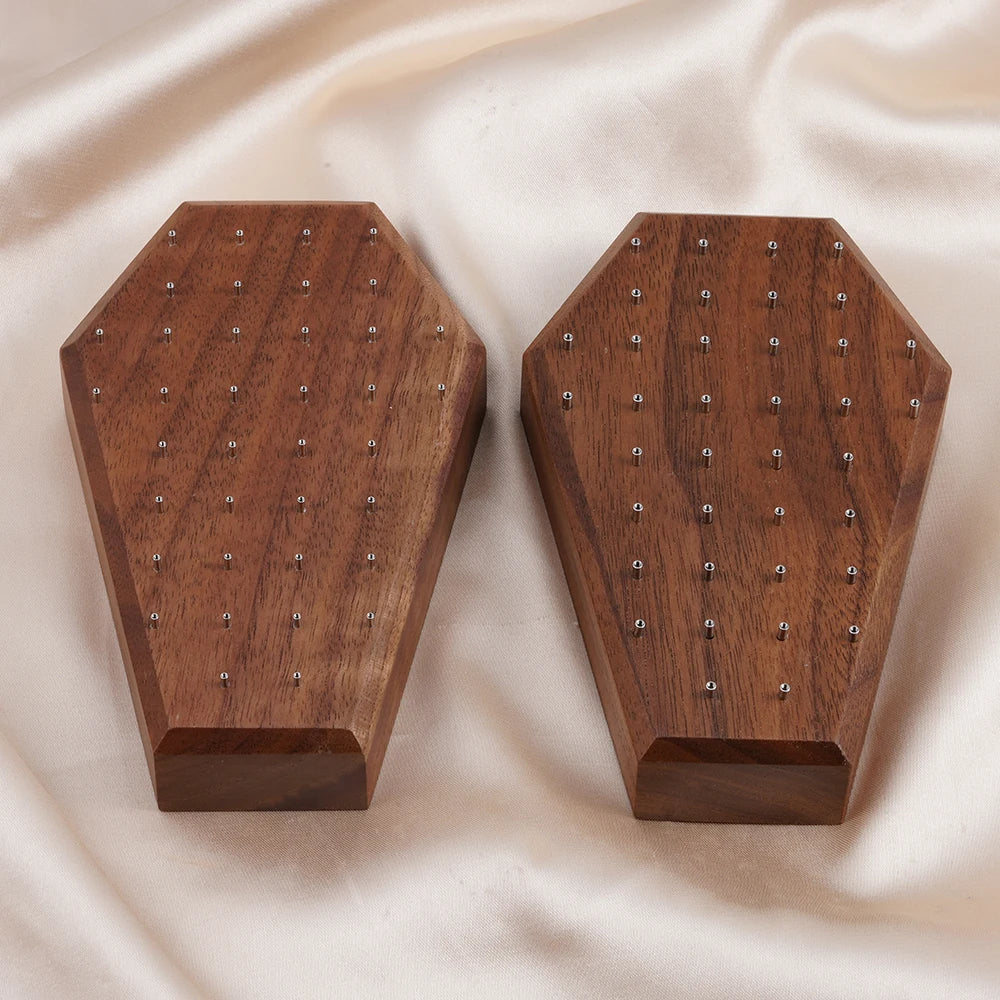 Nose stud holder in a coffin shape black walnut wood ear stud lip stud