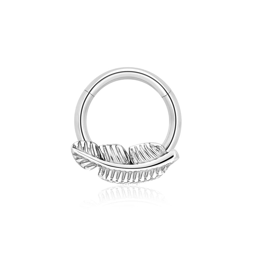 Anillo de nariz de hoja de titanio con bisagras clicker piercing de ta