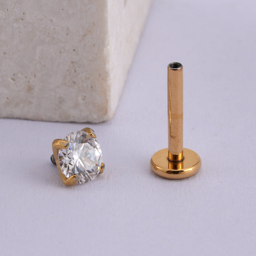 Diamond labret stud flat back labret nose stud with a clear crystal 16