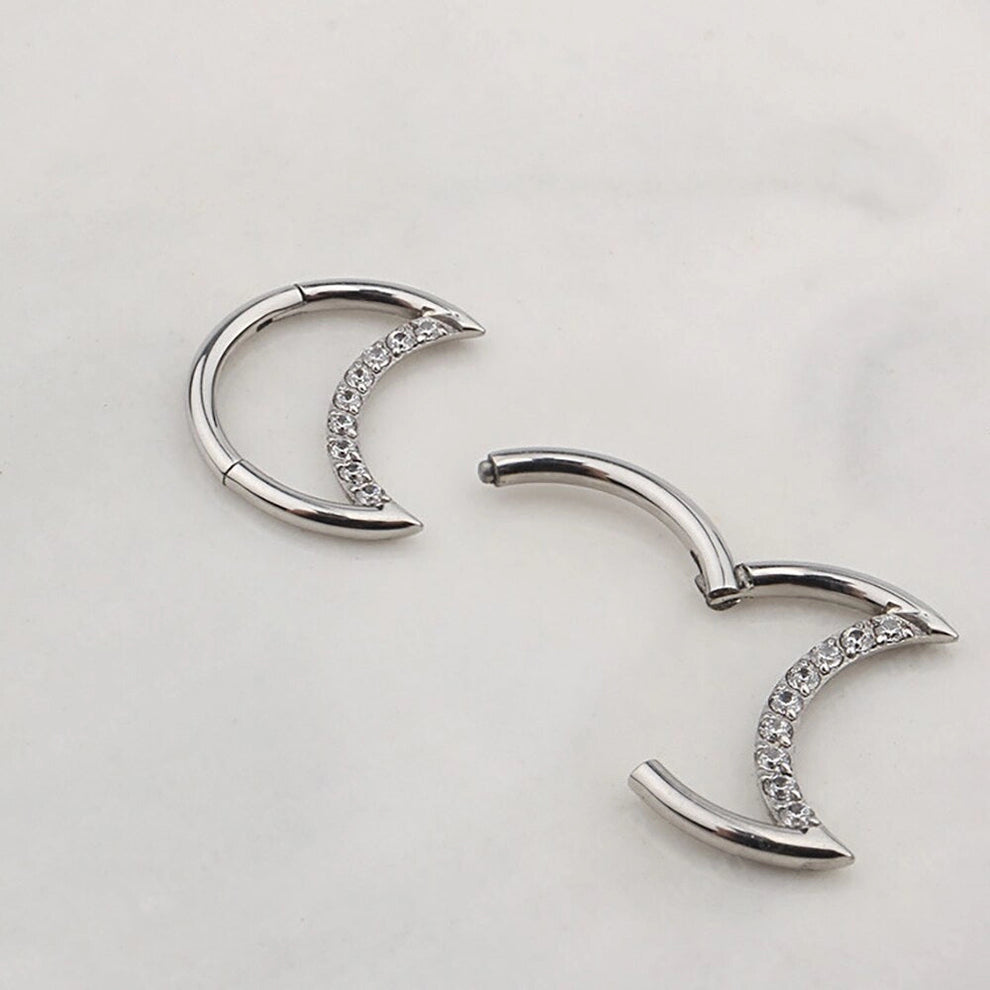 Moon nose ring 16 gauge titanium crescent moon